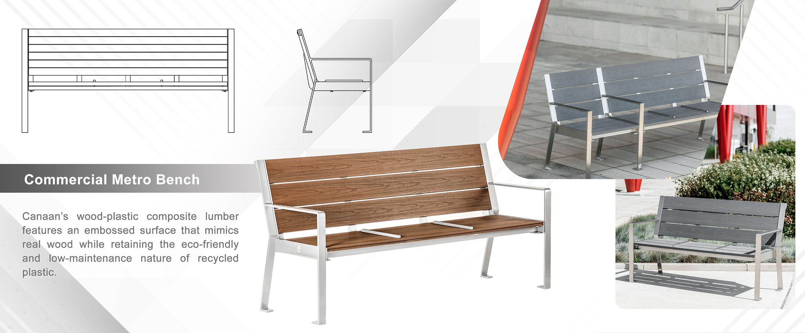Commercial Metro Bench CAB-872 / Outdoor Benches - Canada